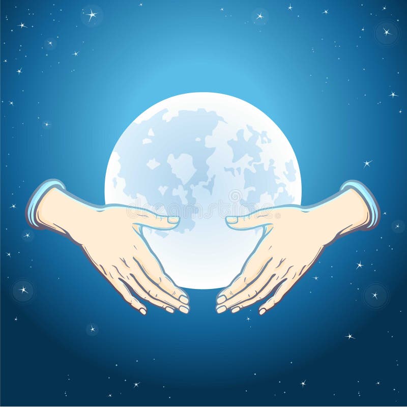 Human Hands Hold Symbol Shining Moon Stock Illustrations – 5 Human ...