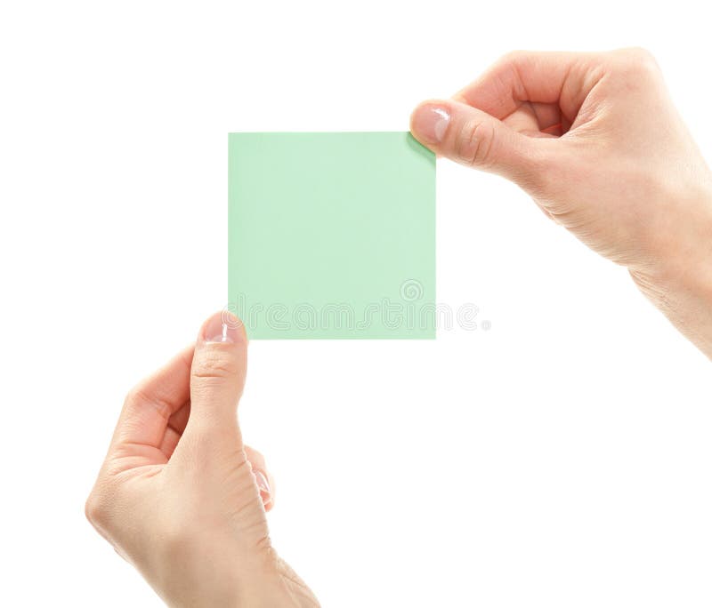 Human Hands Holding Blank Sticker/note/paper Stock Image - Image of ...