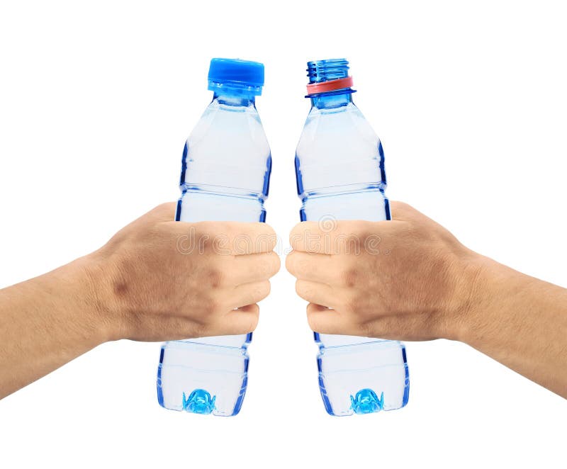 Human Hands Holding Bottles of Water Isolated Stock Image - Image of ...