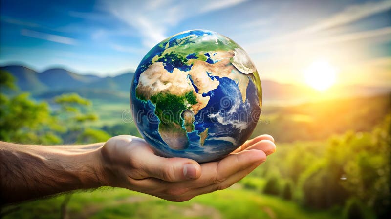 Human Hands Holding Earth Planet. Earth Day Concept Stock Illustration ...