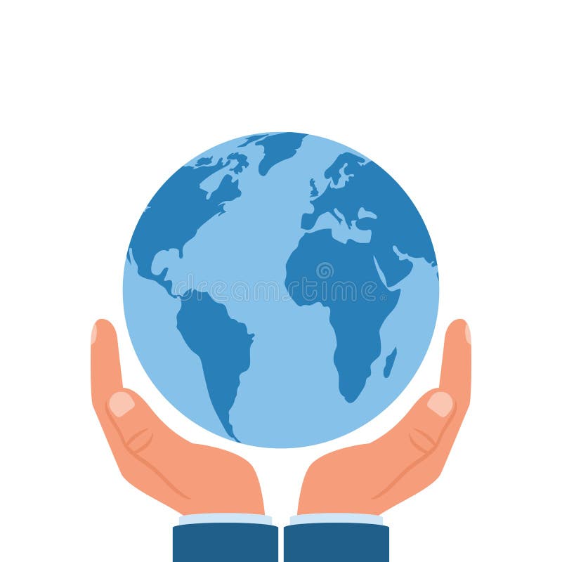 Human Hands Holding Globe Planet In Hands Man Vector Illustration