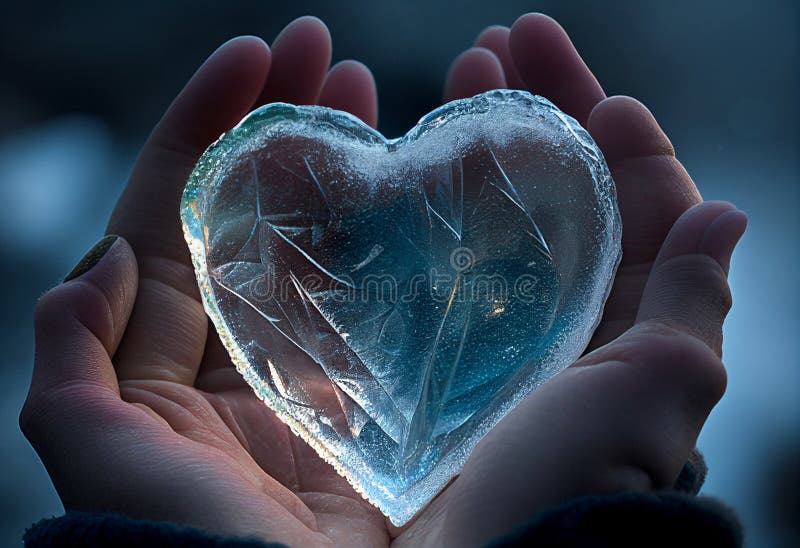 Human Hands Holding a Heart Made of Ice. AI Generated Stock ...