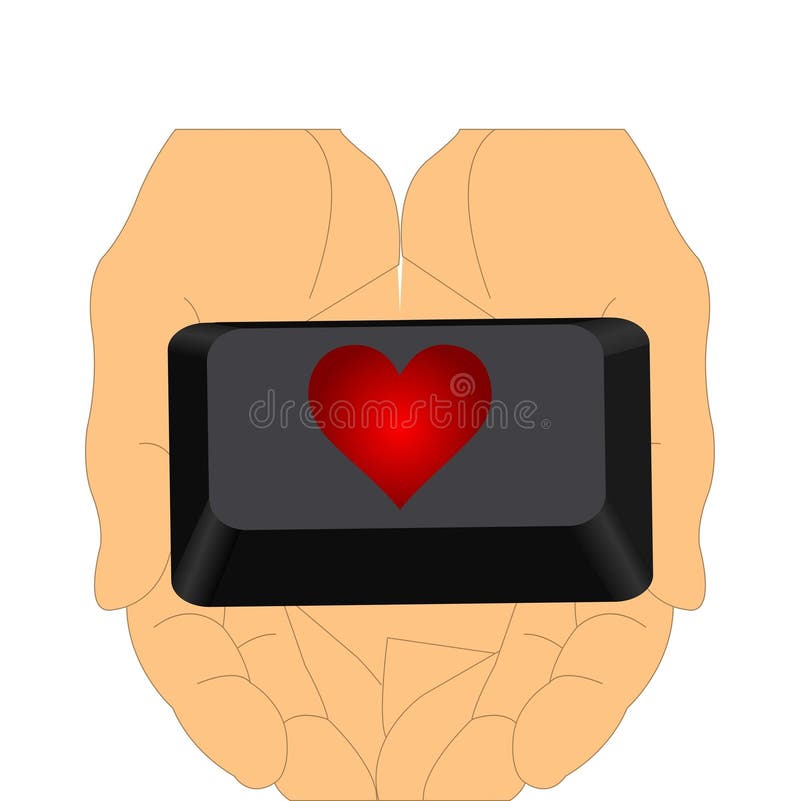 Human Hands Holding a Keyboard Button with a Heart Stock Vector ...