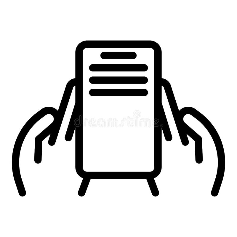 Human Hands Holding Mobile Icon Outline Vector. Phone Screen Stock ...