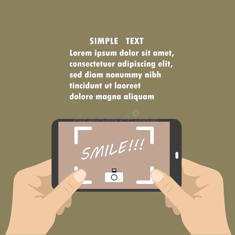 Human Hands Holding Mobile Phone Camera with Smile! Stock Vector ...