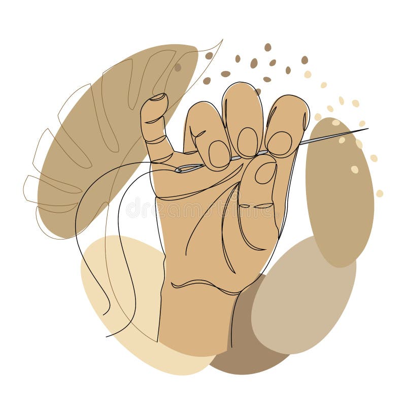 Human Hands Holding a Needle and Thread for Sewing, in a Modern One ...