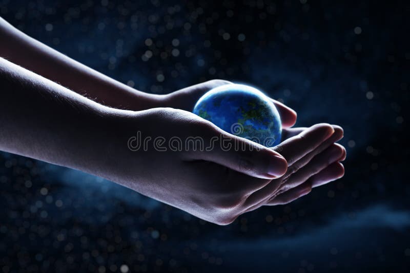 Human Hands Holding Planet Earth Stock Photo - Image of light, hold ...