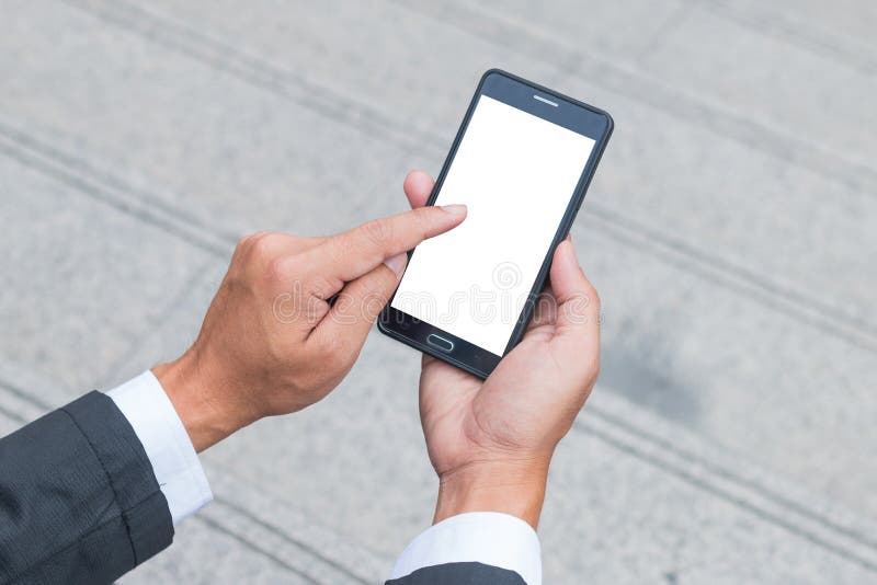 The Human Hands Holding the Smartphone and Touch on Mobile Scree Stock ...