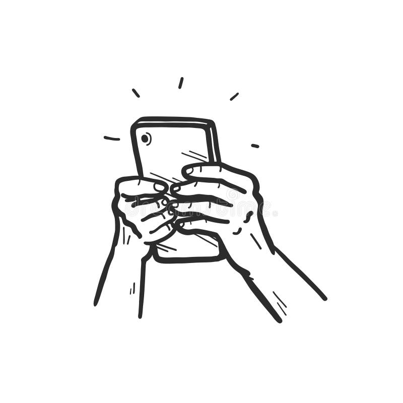 Hands Drawn Human Holding Phone Stock Illustrations 85 Hands Drawn