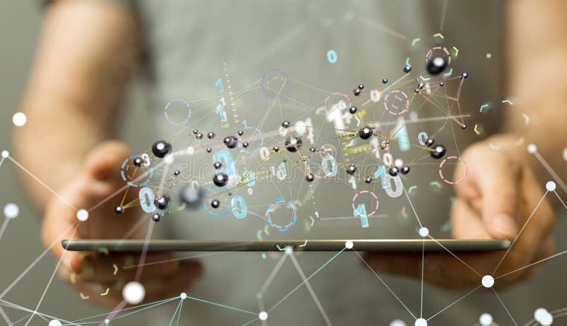 Human Hands Holding Tablet and Showing a Digital Numbers Network Online ...