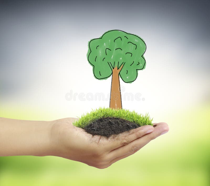 Human hands holding tree stock illustration. Illustration of bonsai ...