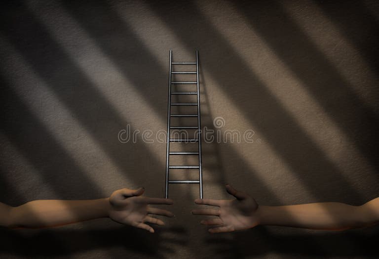Human hands and ladder stock illustration. Illustration of people ...