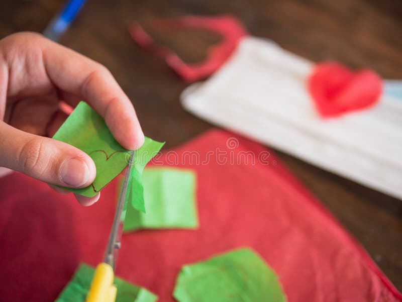 Human Hands Making Crafts with Scissors and Paper Stock Image - Image ...