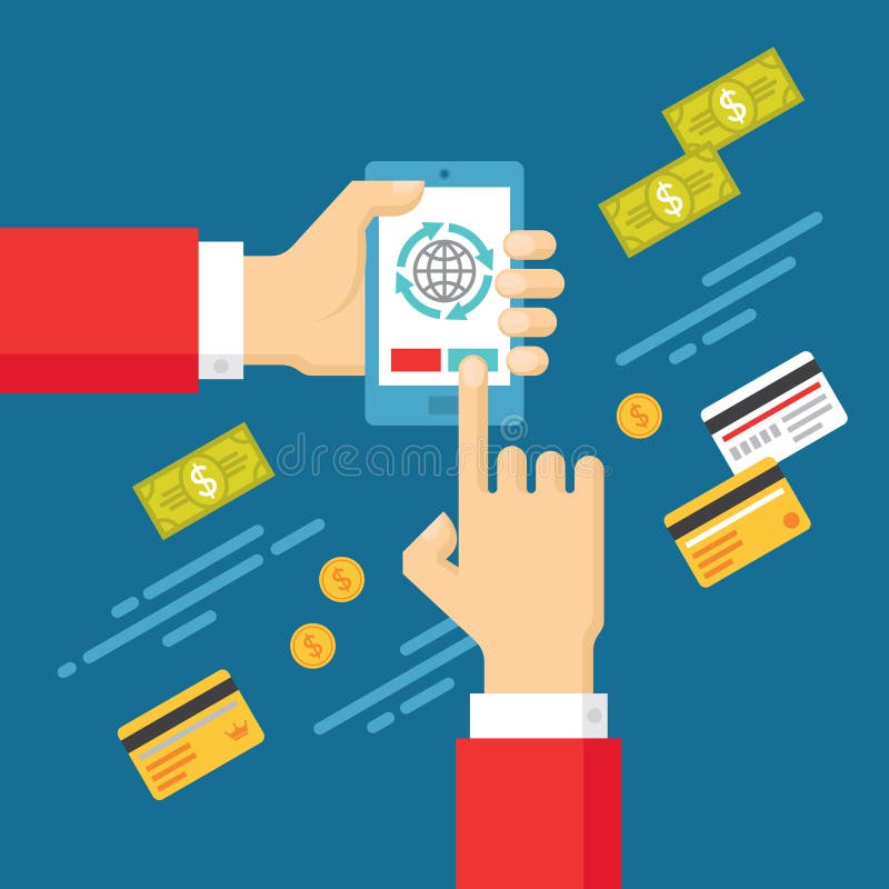 Flat Design Hand Vector for Mobile Banking Concept Stock Vector ...