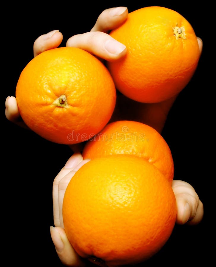 Human hands and orange stock photo. Image of freshness - 4788076