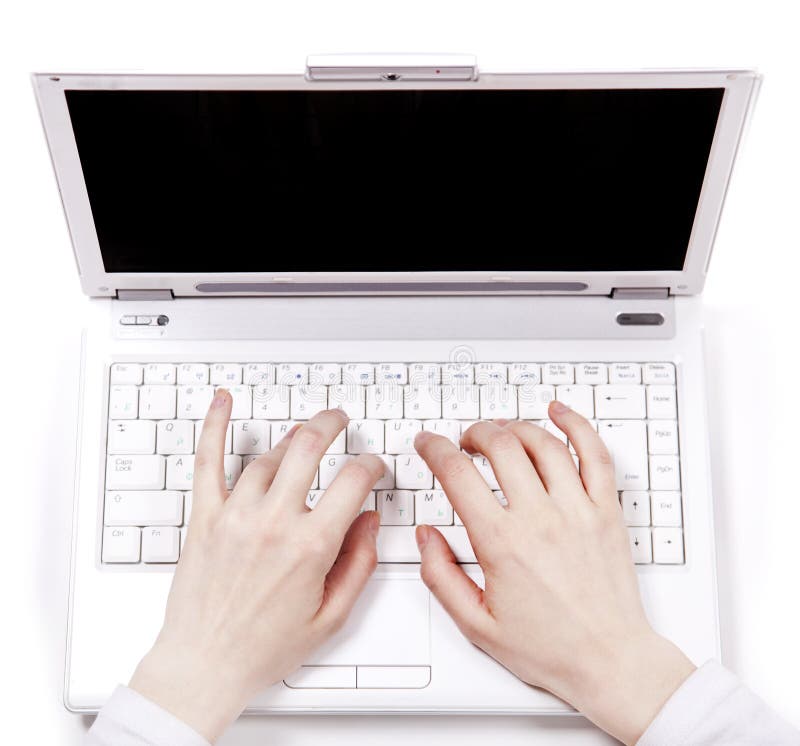 Human Hands Over Laptop Keypad during Typing. Stock Image - Image of ...