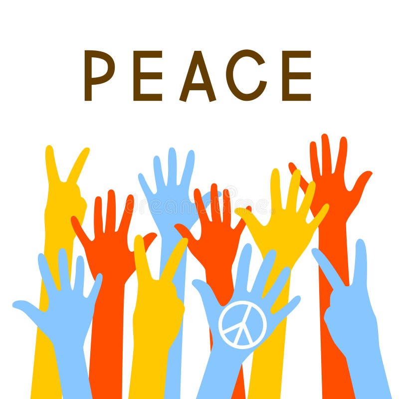 Human Hands with Pacific Symbol - Concept of Rally for Peace Stock ...