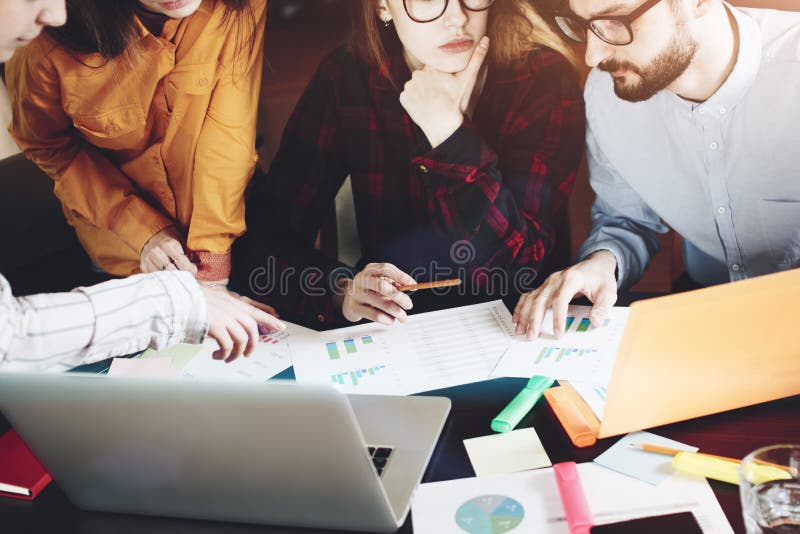 Human Hands with Paper, Gadget and Notebook during Discussion in Stock ...