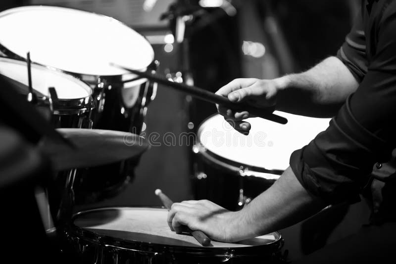 Human Hands Playing the Drum Kit Stock Photo - Image of drumstick ...
