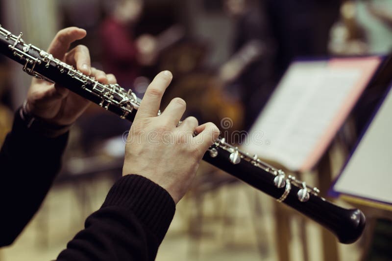 Hands of Musician Playing the Oboe Stock Image - Image of entertainment ...