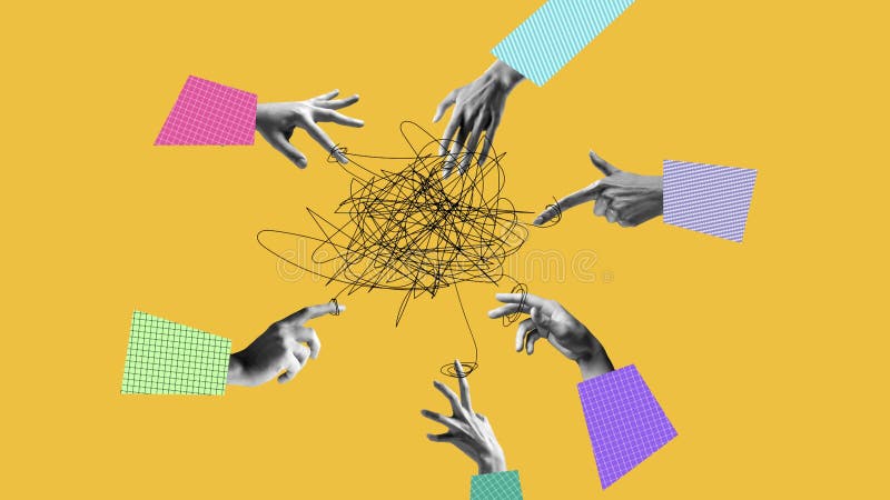 Human Hands Pointing at Tangled Drawn Piece Symbolizing Work on ...