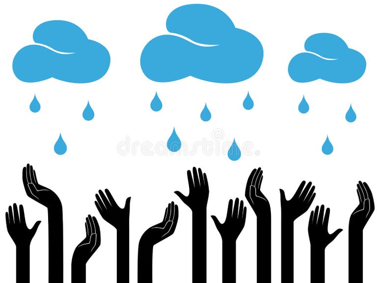 Human Hands and Raining Clouds Stock Vector - Illustration of elongate ...