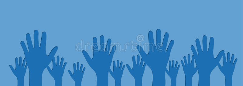 Human Hands Raised Up Cutout on Blue Background Stock Vector ...