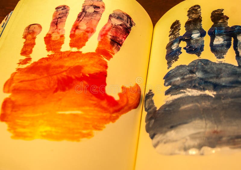 Human Hands Shapes Painted on Notebook Stock Image - Image of shape ...