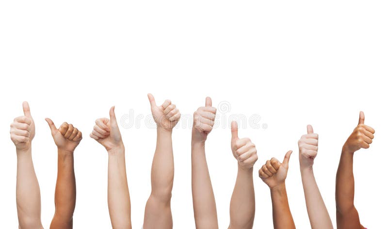Human Hands Showing Thumbs Up, Ok and Peace Signs Stock Image - Image ...