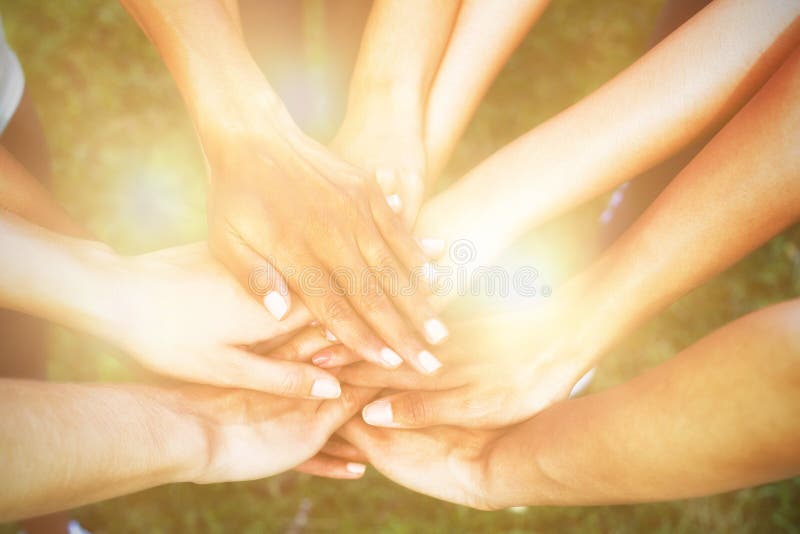 Human Hands Stacked upon One Another Stock Image - Image of friendship ...