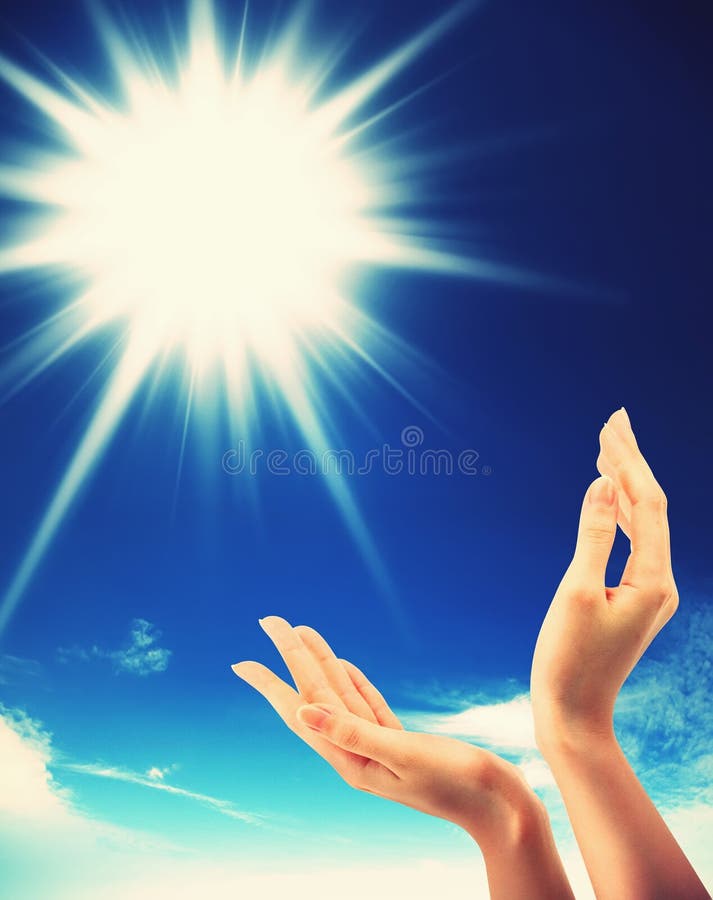 Sun in the hands stock image. Image of hand, environment - 17657485