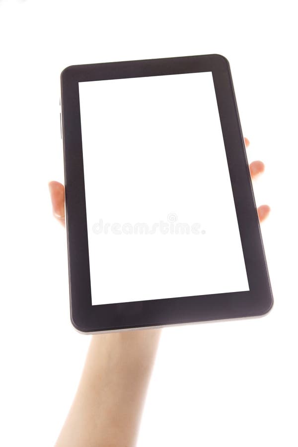 In Human Hands Tablet Computer Touch-screen Gadget with Isolated Stock ...