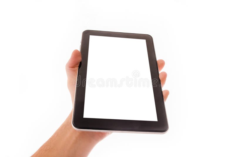 In Human Hands Tablet Computer Touch-screen Gadget with Isolated Stock ...