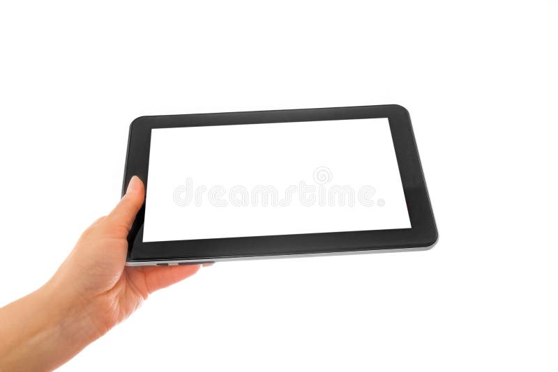 In Human Hands Tablet Computer Touch-screen Gadget with Isolated Stock ...