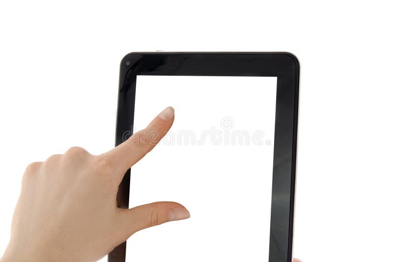 In Human Hands Tablet Computer Touch-screen Gadget with Isolated Stock ...