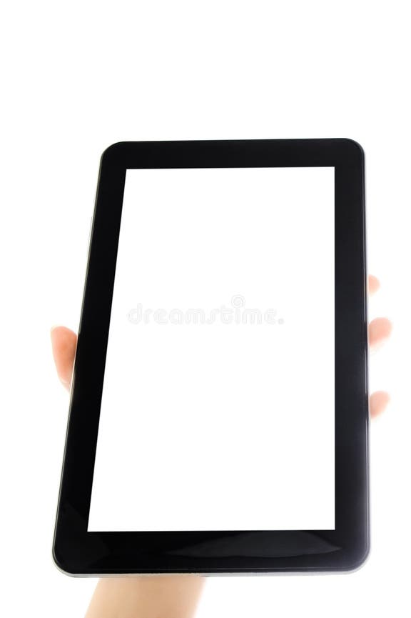 In Human Hands Tablet Computer Touch-screen Gadget with Isolated Stock ...