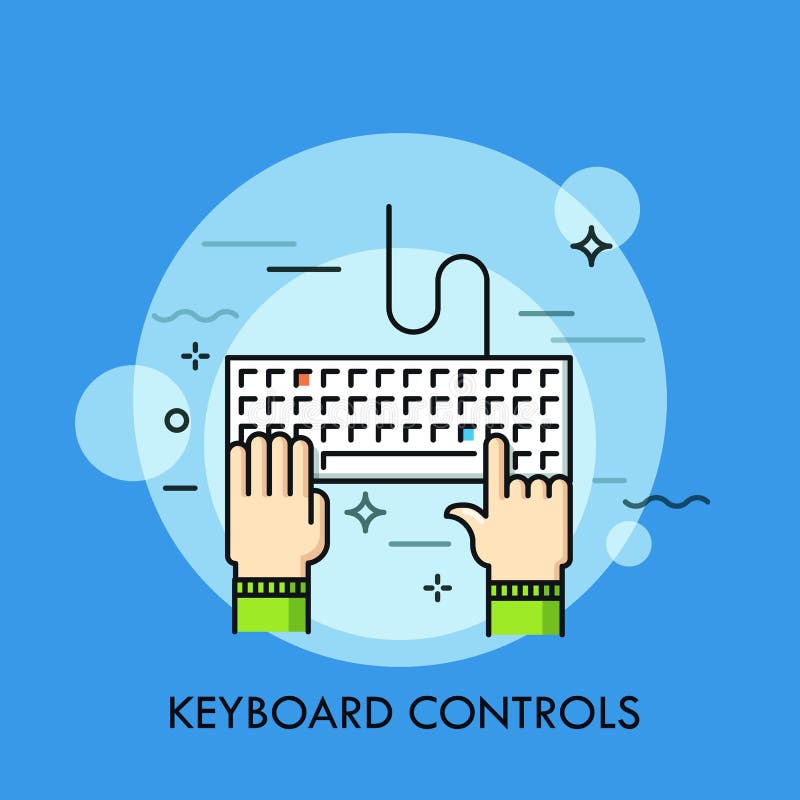 Human Hands Typing on Computer Keyboard, Top View. Stock Vector ...