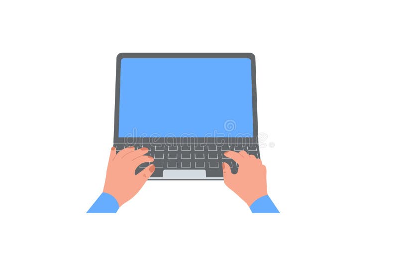 Human Hands Typing Front View on Laptop Stock Vector - Illustration of ...