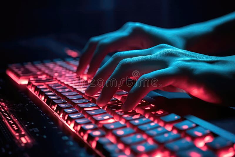 Human Hands are Typing on Keyboard. Generative AI Stock Illustration ...
