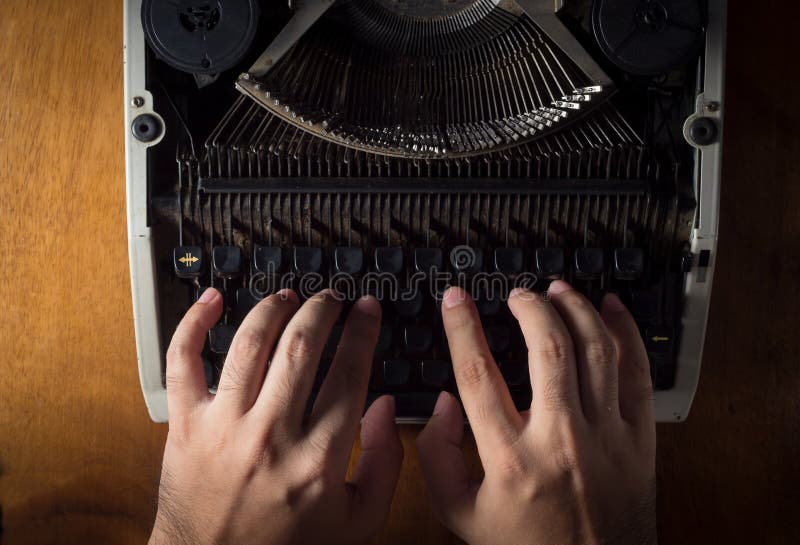 Human Hands Typing with Typewriter. Stock Image - Image of editor ...