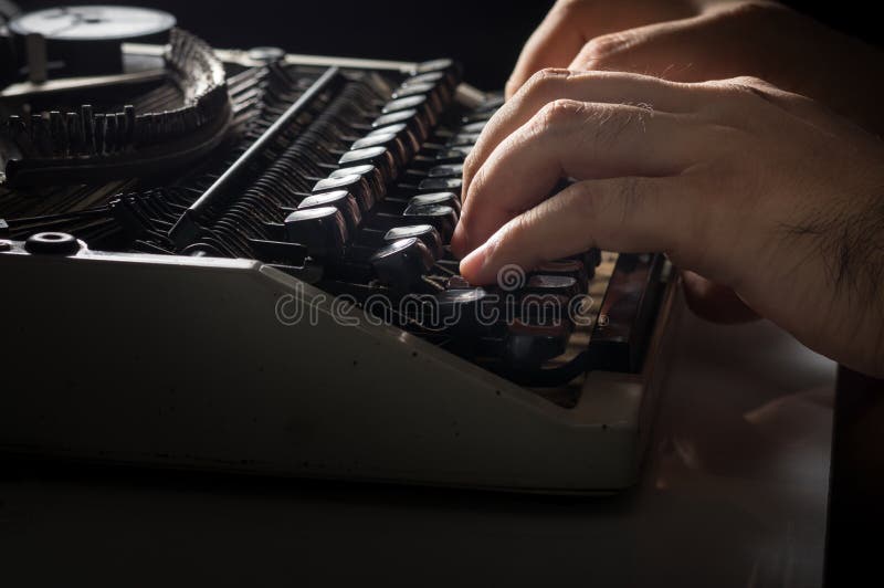 Human Hands Typing with Typewriter Stock Photo - Image of desktop ...