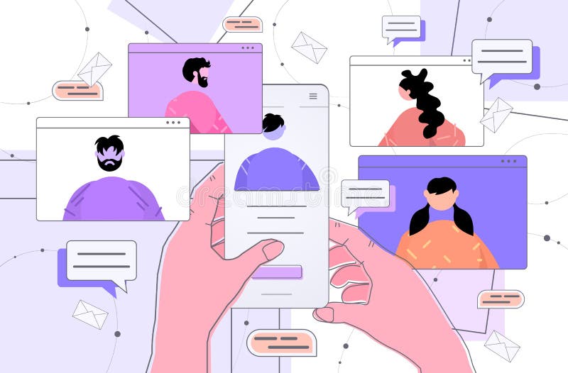 Human Hands Using Smartphone Discussing with Colleagues during Video ...