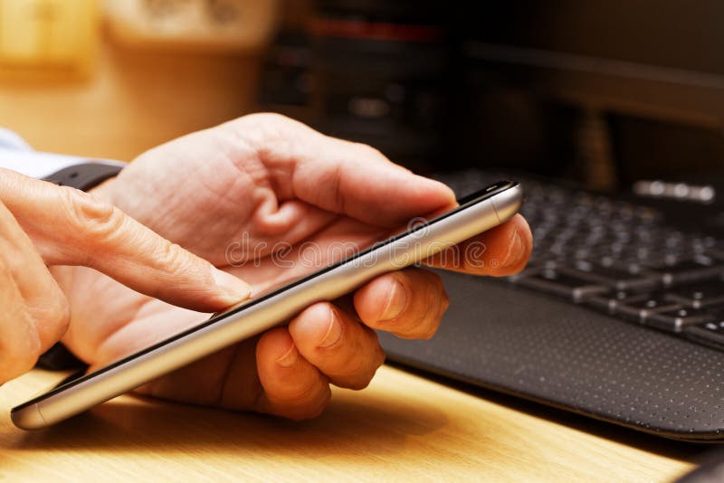 Human Hands Using Smartphone. Stock Image - Image of application ...