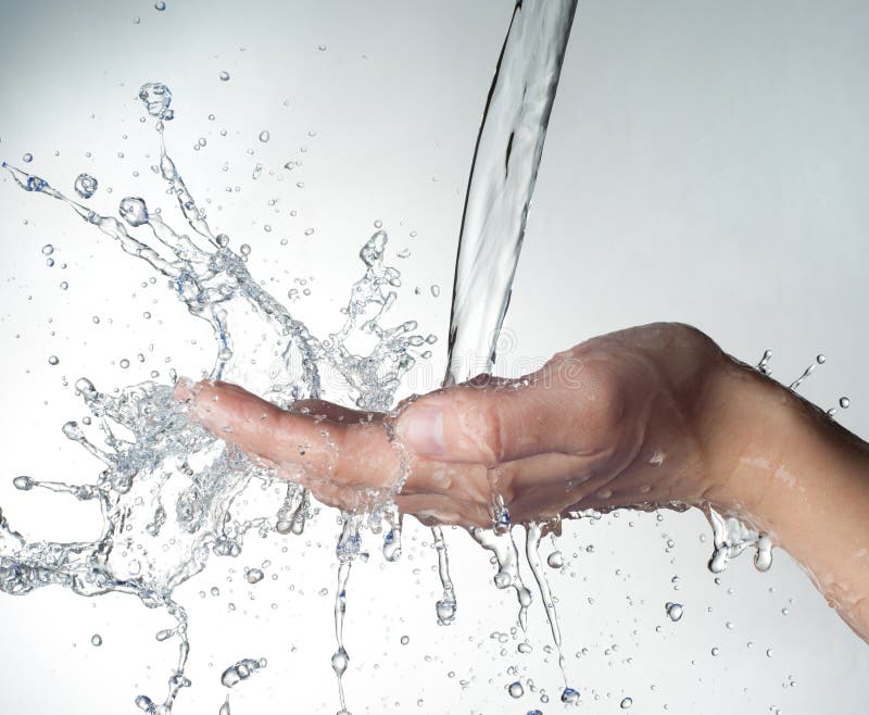 Human Hands with Water Splashing on Them Stock Photo - Image of closeup ...