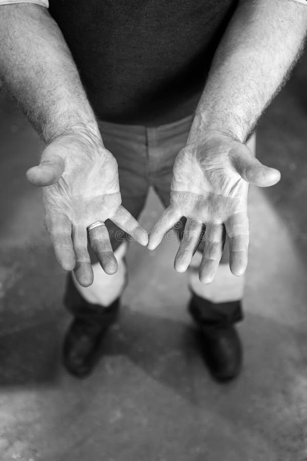 Human Hands Working on the Production. Mechanic Powertrain Stock Image ...