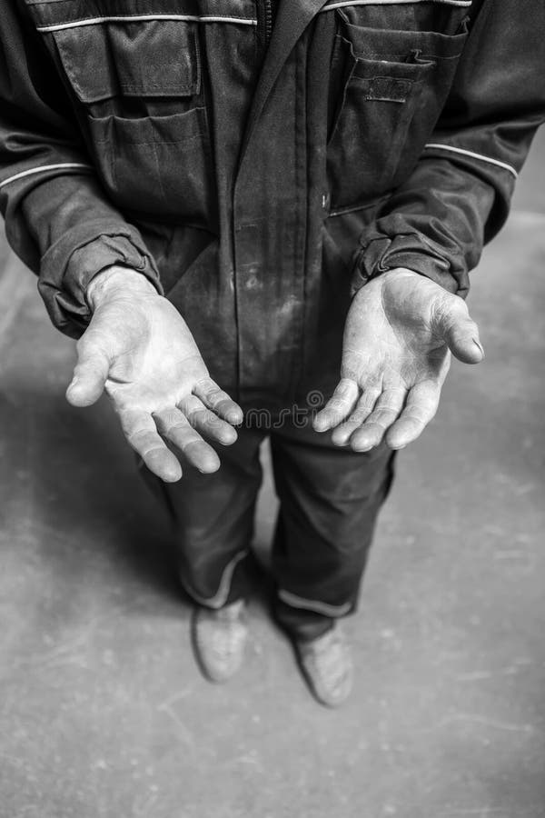 Human Hands Working on the Production. Mechanic Powertrain Stock Image ...