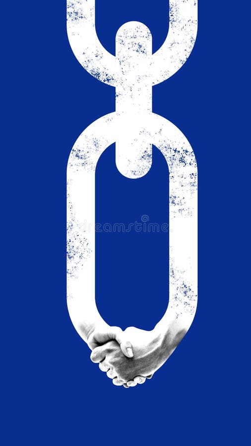 Human Handshake Inside Chain Link Symbolizing Fragile Unity and ...
