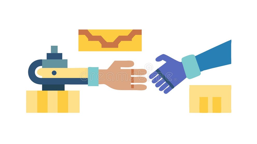Human Handshake with Robotic Hand, Collaboration, Future, Vector Design ...