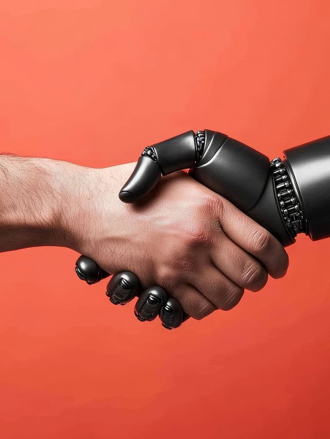 Human Handshake with Robotic Hand a Human Hand and a Robotic Hand Shake ...