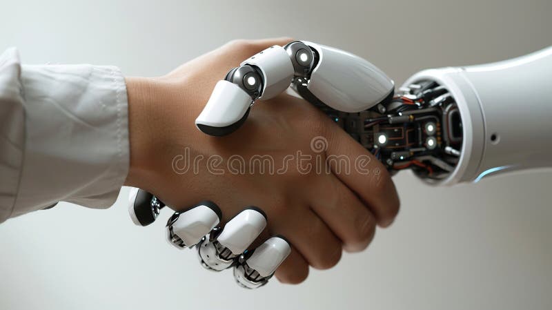 Human Handshaking with a Robot Hand Stock Illustration - Illustration ...